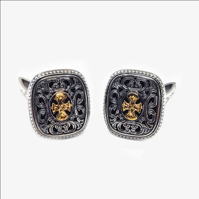 Sterling Silver, 18K Gold Byzantine Cufflinks – Penelope's of Greece