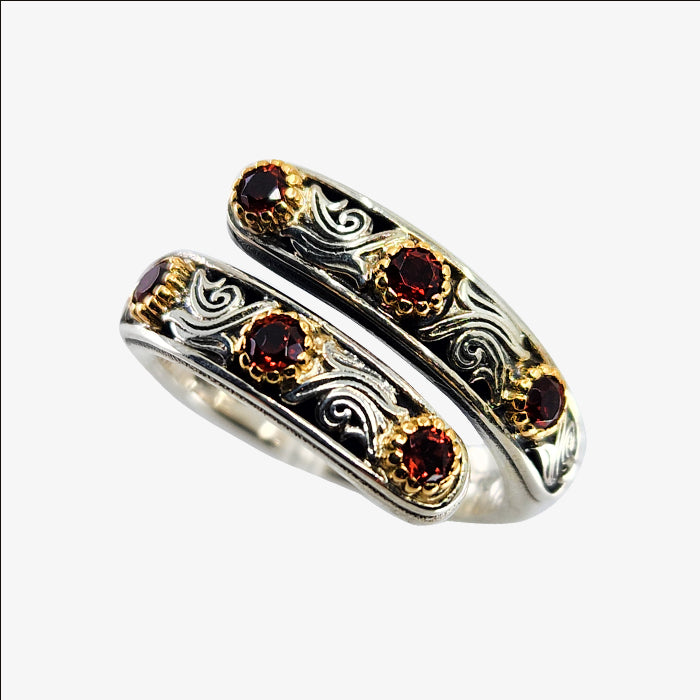 Sterling Silver, 18K Gold and Ruby Nefeli Ring – Penelope's of Greece