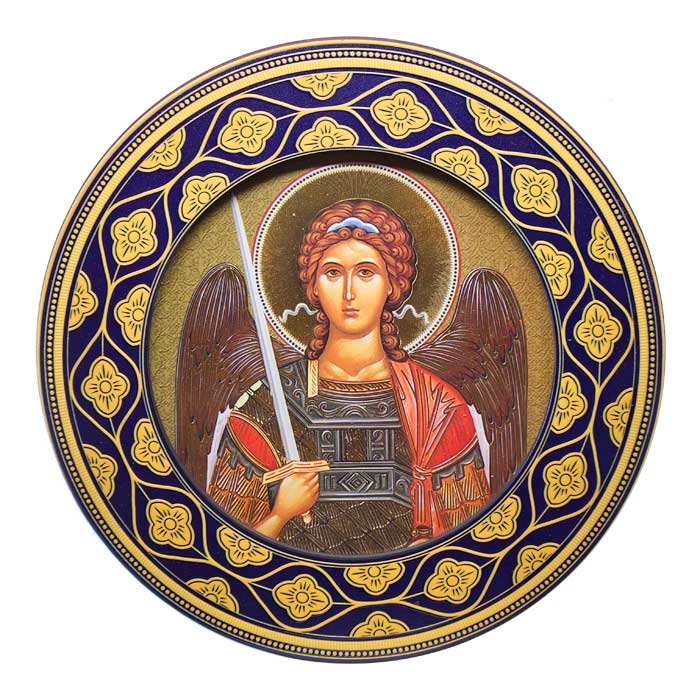 Wood Round St Michael Icon – Penelope's of Greece