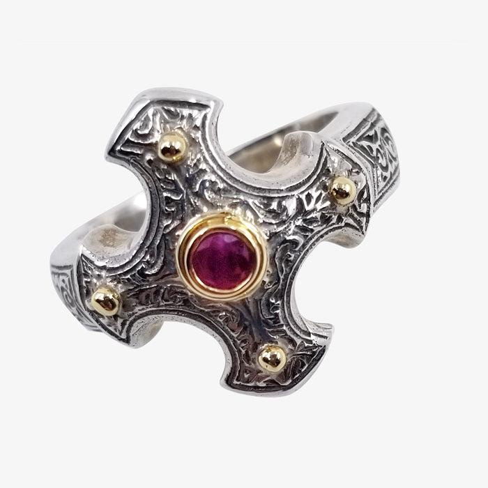 Sterling Silver and 18K Gold Ruby Gerochristo Ring – Penelope's of Greece