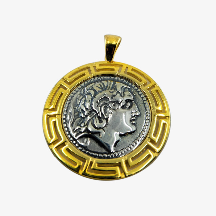 Sterling Silver Greek Key Pendant with Gold Plate – Penelope's of Greece