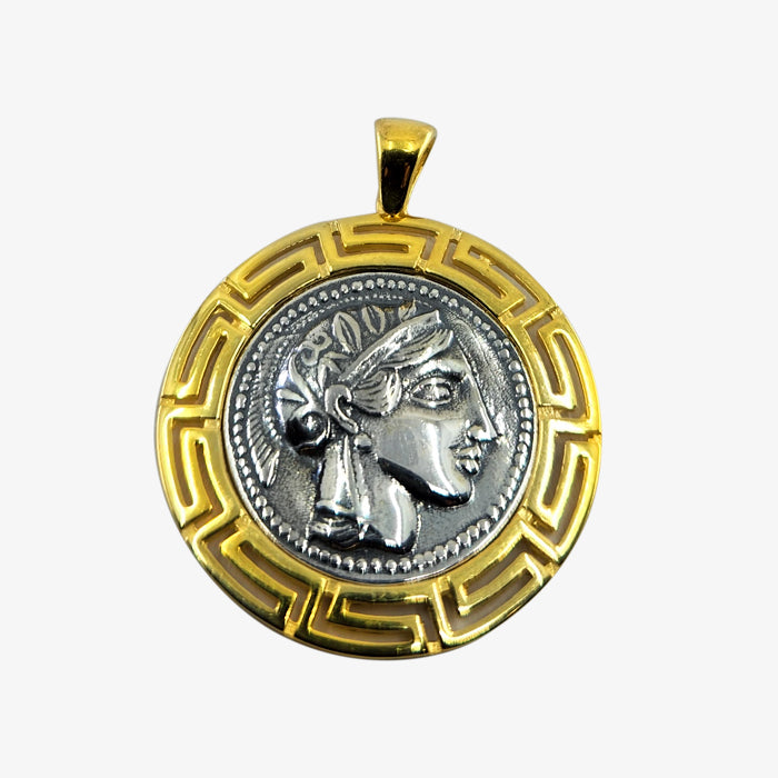 Sterling Silver Greek Key Pendant with Gold Plate – Penelope's of Greece