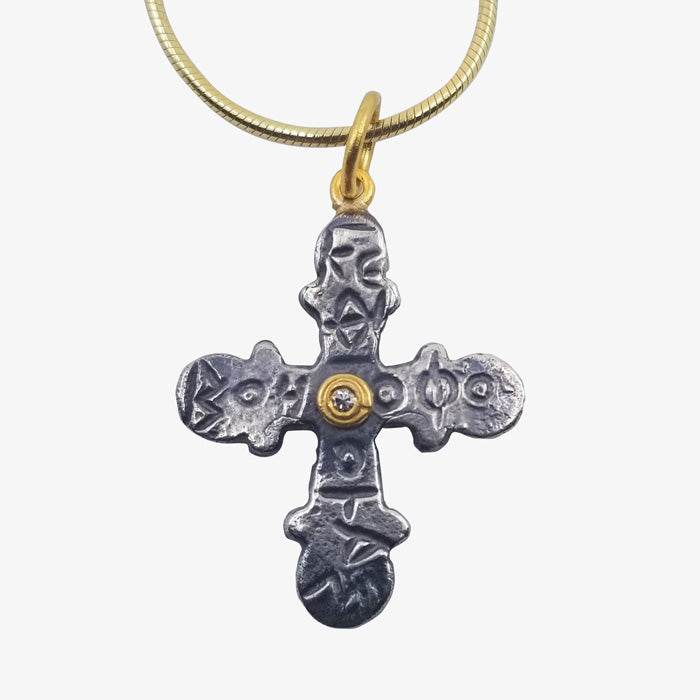 Anodized Cross with Center Diamond – Penelope's of Greece